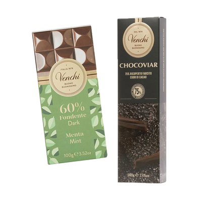 意大利进口Venchi闻绮黑鱼子酱状开心果薄荷黑巧克力排块高端零食