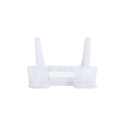 原创独立感小众欧根柳丁吊带白色