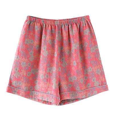 女士新款纯棉纱布居家短裤 小碎花中国风透气家居服裤子夏季睡裤