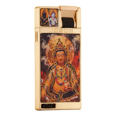 JOBON防风打火机可充气可调节火焰高端耐用个性蓝焰扁火可视气窗