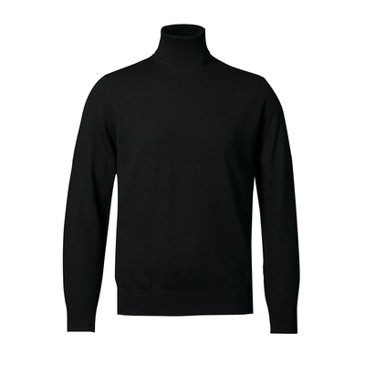 CHARLES黑色羊毛高领保暖针织衫