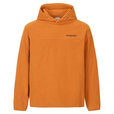 Discovery探索户外运动训练服拼接保暖套头帽衫男士卫衣