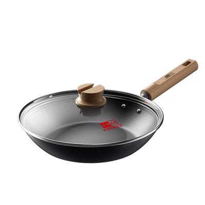 中康无涂层煎锅平底锅家用不粘锅有钛铁锅防锈抗菌燃气灶电磁炉