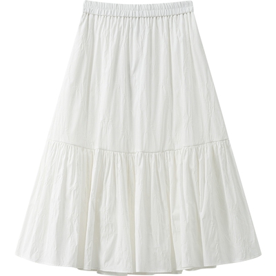 播商场同款白色气质伞裙女夏季新款中式淡人半身裙BDS2BD2008