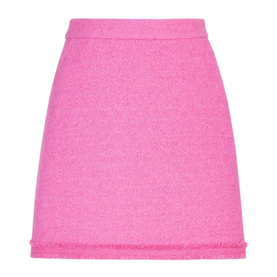 婉甸玫红粗花呢半身裙短裙