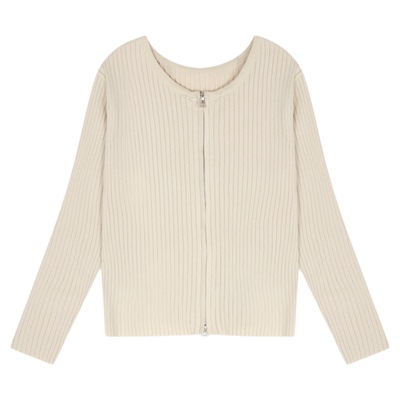 LOWRYS FARM针织衫女2025冬季新款红色双拉链罗纹长袖毛衣583233