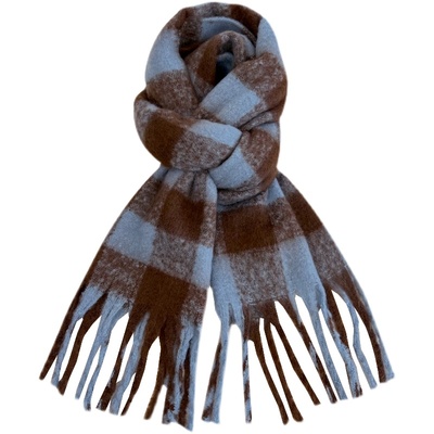 韩版ins虞书欣同款格子加厚围巾