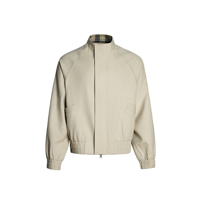 ESAT 双色拼羊毛格纹内领松紧衣摆夹克外套