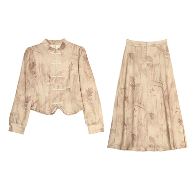 西町村屋新中式竹影珍珠盘扣套装