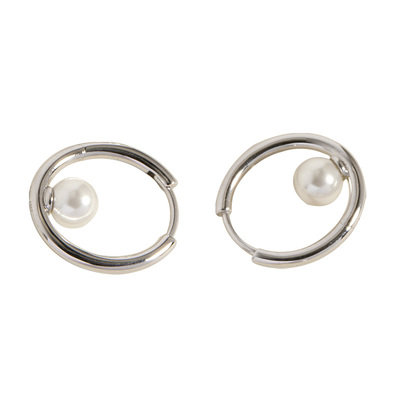 EOLO环形珍珠耳环女纯银