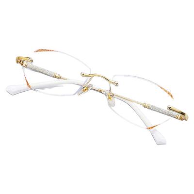 普先生Mr.PuTian切边闪粉无框金色银色时尚女士气质专用老花眼镜