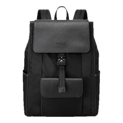 马克华菲休闲通勤牛皮织物双肩包