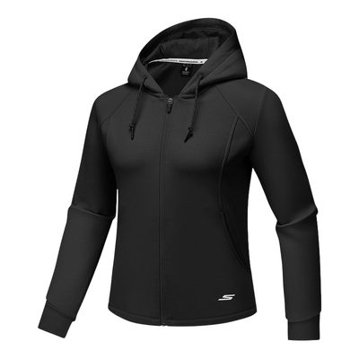 Skechers斯凯奇女士修身针织连帽外套运动休闲夹克 P425W065/0018