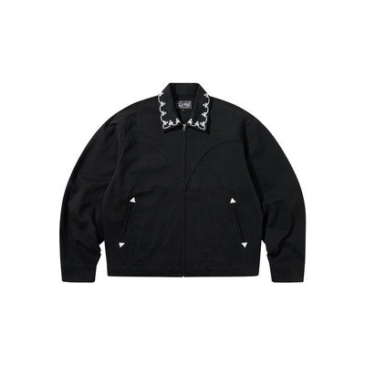 boxy廓形手工刺绣翻领工装夹克