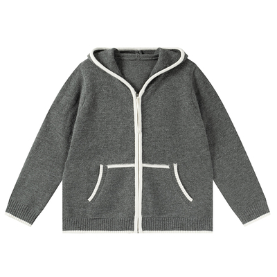 韩系小个子弹力显瘦连帽针织开衫