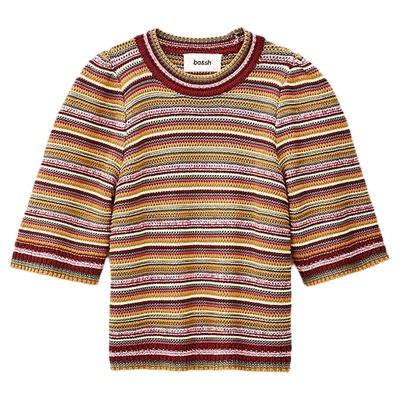 bash2026新款春季塞纳河调色盘复古民族风条纹针织衫上衣1E26FARF