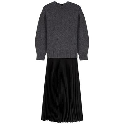 季末6折Maje2025秋冬新款女装法式气质百褶假两件针织长款连衣裙