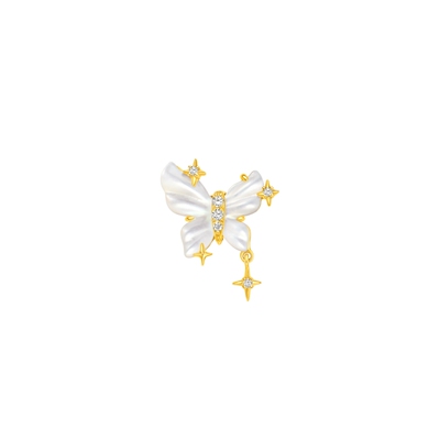 【新品】MONOLOGUE独白星芒白贝蝴蝶18k金耳钉单只MV470