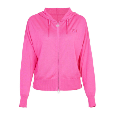 婉甸黑白粉三色长袖毛织开衫