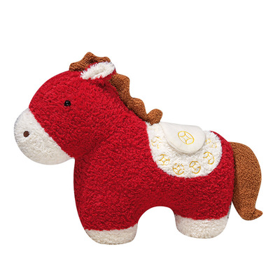 2026马年吉祥红马毛绒抱枕公仔