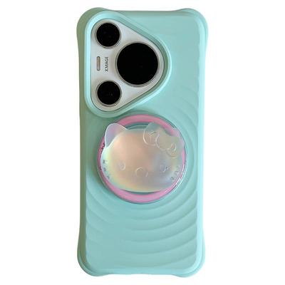 拓岚 适用华为pura70pro+新款手机壳Pura80ultra薄荷绿波漾纹液态硅胶kitty猫磁吸支架mate70女60pro挂绳防摔