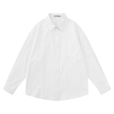 缺一不可翻领长袖休闲宽松衬衫