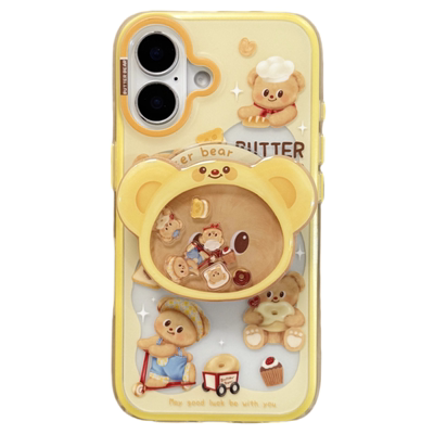 @BOBBY PLANET高品质日系原单ins风可爱卡通黄油小熊磁吸支架适用iPhone16Promax手机壳苹果1543防摔少女甜美