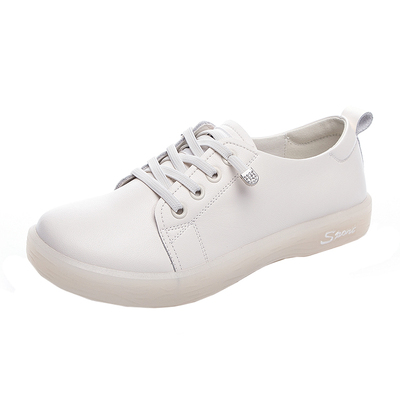 平底牛筋底真皮软底小白鞋