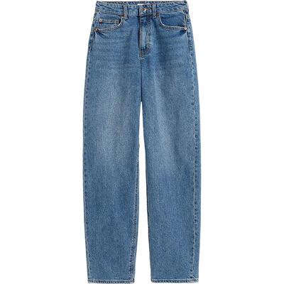 HM女装牛仔裤春季时尚简约高腰窄脚弹性锥形长裤1208009