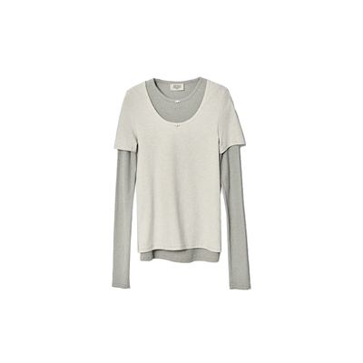 桑蚕丝羊毛棉混纺两件式T恤