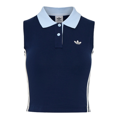 adidas阿迪达斯三叶草无袖POLO领背心女子针织短款BABY T恤KY5693
