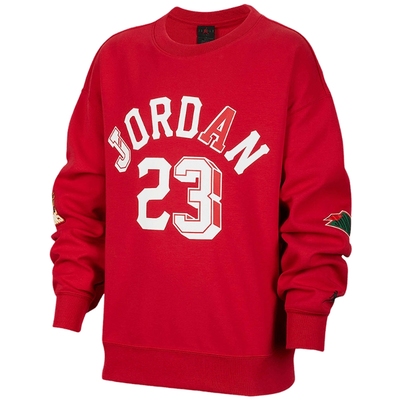 Nike耐克Jordan大童2025春新年红款针织套头衫运动卫衣II0271-687