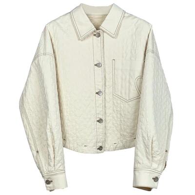 谜底牛仔短款棉服长袖2025年冬季新品翻领落肩短棉衣女254MF1614