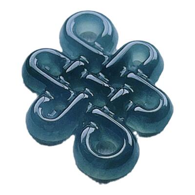 天然翡翠中国结吊坠晴水绿蓝钢