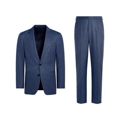 SUITSUPPLY秋中蓝色S150支羊毛西服身型男士西装套装