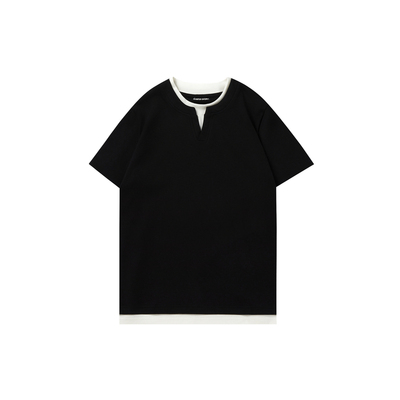 散养文化“亨构”黑色拼接短袖t