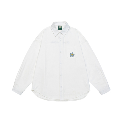 GOGOSOON长袖衬衫男210g新款春秋可拆卸刺绣小花简约百搭外套Q