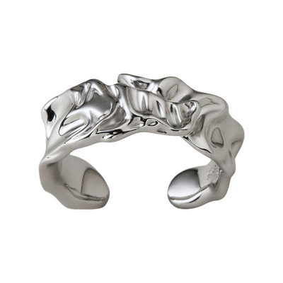 素图褶皱戒指925银轻奢高级指环