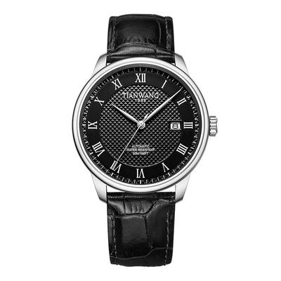 天王表大表盘商务皮带自动机械手表男款51363