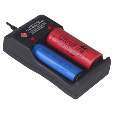 智能USB双槽4.2V充电器1可充3.7V锂18650 26500 26350 22650 2250