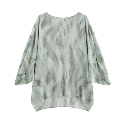 垂坠纸片人大圆领印花上衣