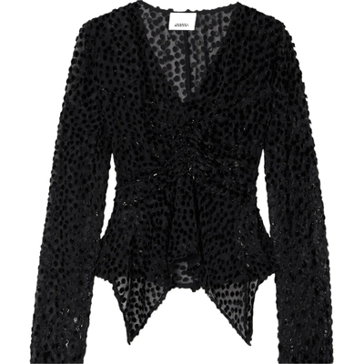 【折扣】Isabel Marant 春夏女金属感烧花天鹅绒丝绒上衣