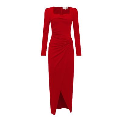 DVF经典枫叶红连衣裙礼服裙