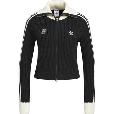 阿迪达斯女士翻领休闲修身针织衫