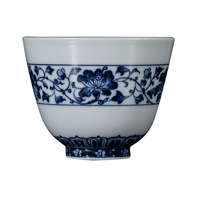 钟家窑陶瓷中式柴窑青花主人杯