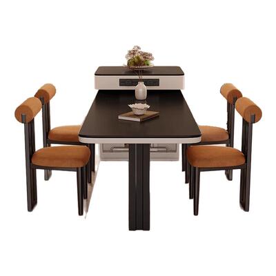 岛台餐桌一体小户型家用多功能可伸缩岩板中岛台2025新款客厅餐桌