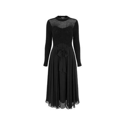 MARYLING黑色针梭连衣裙