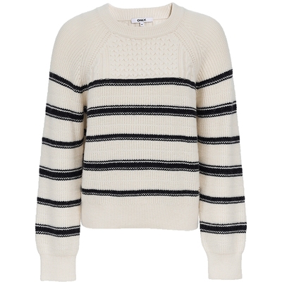 ONLY法式条纹慵懒插肩毛衣针织衫