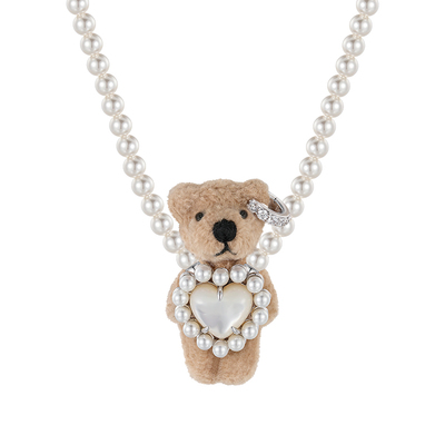 YVMIN尤目爱心母贝珍珠小熊项链