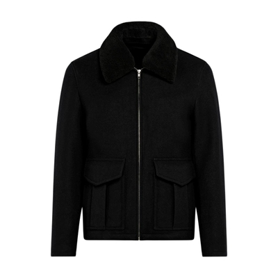 SUITSUPPLY黑色羊毛飞行夹克